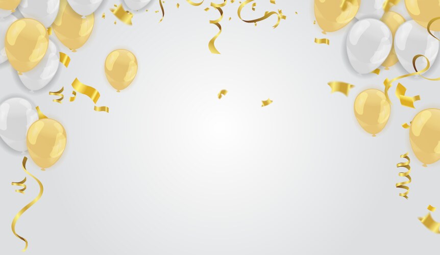 Congratulation border with golden balloons Vector Image