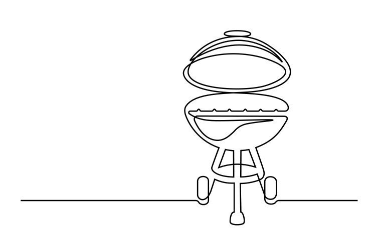 Continuous line drawing bbq fire Royalty Free Vector Image
