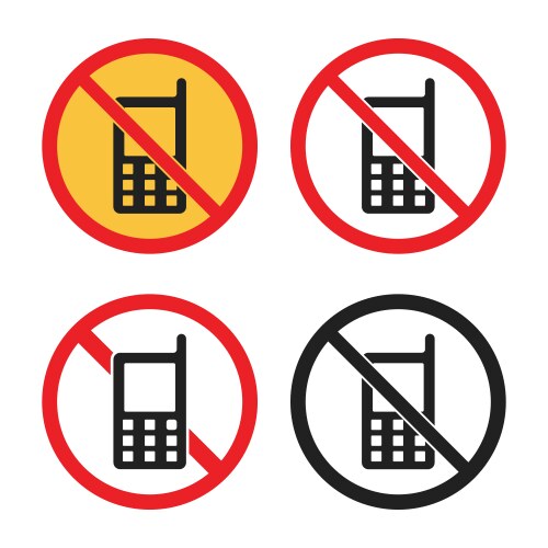 No cell phone sign icon set mobile use ban symbol Vector Image