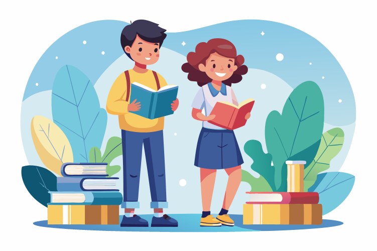 Students group people learning education Vector Image