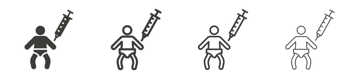 Baby vaccination icon set on white background Vector Image