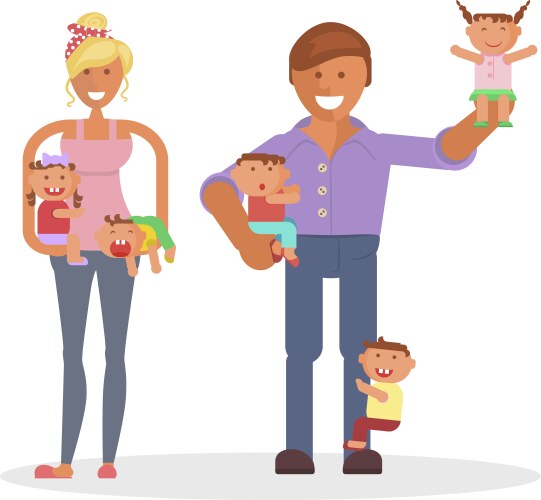 Happy father of many children Royalty Free Vector Image