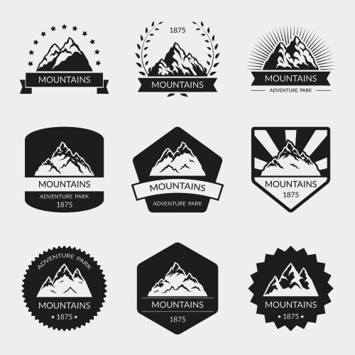 Set vintage mountain triangle logo view Royalty Free Vector