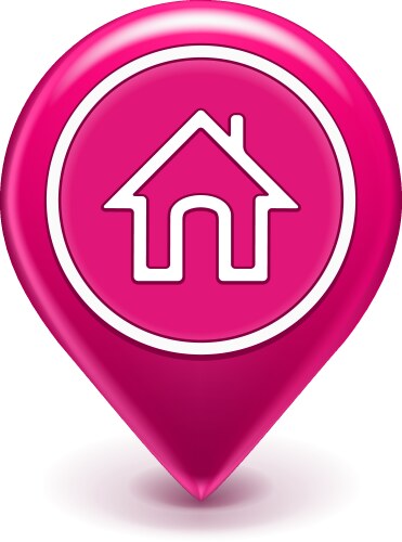 Home location marker red 3d icon Royalty Free Vector Image