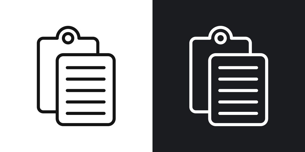 Paste icon set in black and white outlines Vector Image