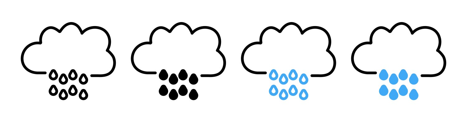 Rainy icon set weather cloud symbol rain Vector Image
