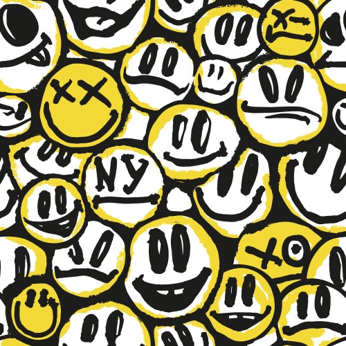Smiley faces seamless pattern background Vector Image