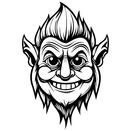 Engrave troll face sketch realistic line Vector Image