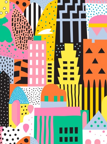 Colorful abstract geometric cityscape Royalty Free Vector