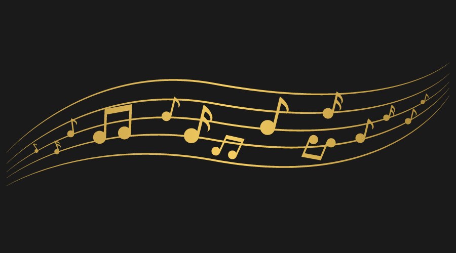 Gold music notes background Royalty Free Vector Image