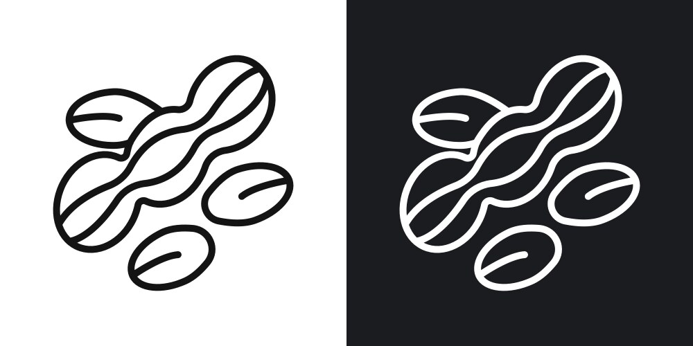 Peanut icon set in black and blue colors Vector Image