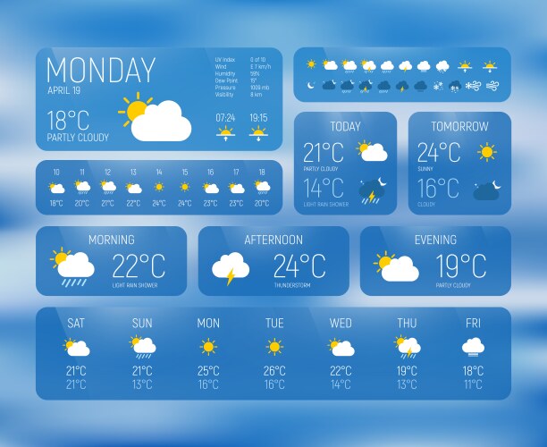 Realistic design for a mobile weather forecast Vector Image
