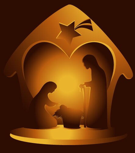 Nativity scene with holy family Royalty Free Vector Image