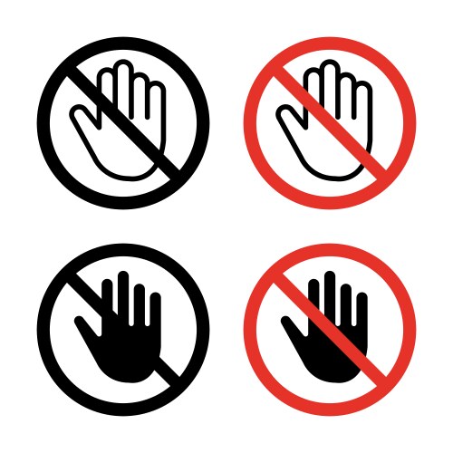 Stop sign icon set illegal entry and red ban Vector Image