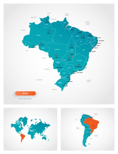 Brazil political map with selectable territories Vector Image