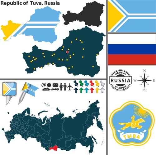 Tuva map Royalty Free Vector Image - VectorStock