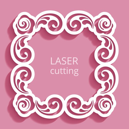 Oval frame with cutout lace border pattern Vector Image