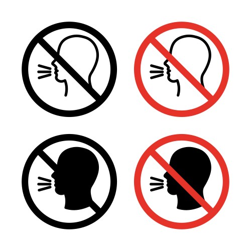 Stop talking sign icon set prohibited noise Vector Image