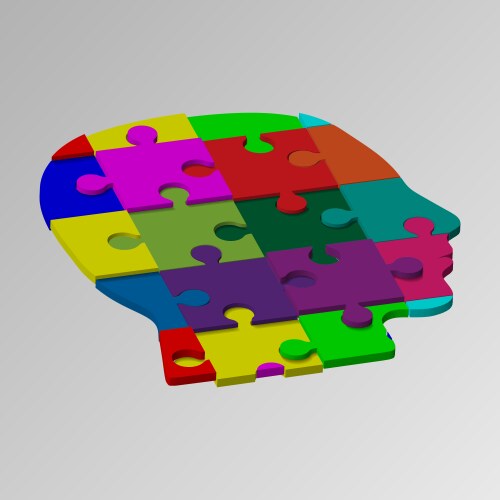 Human face consists of multicolored Royalty Free Vector
