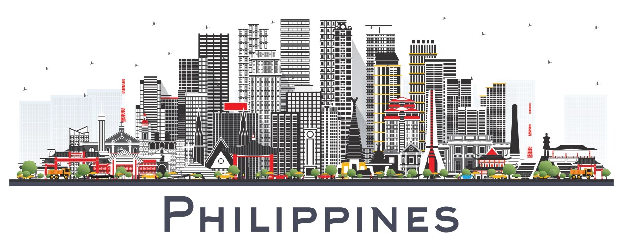 Cebu city philippines skyline with gray buildings Vector Image