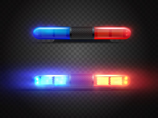 Realistic police headlights car glowing led light Vector Image