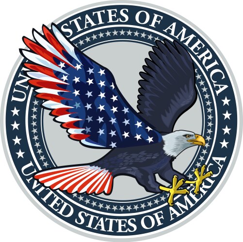 Round icon with bald eagle Royalty Free Vector Image