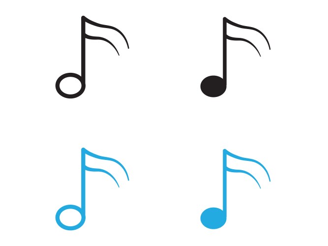 Semiquaver note icon logo sign outline Royalty Free Vector