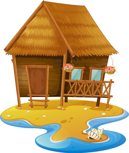 Wooden hut on island Royalty Free Vector Image