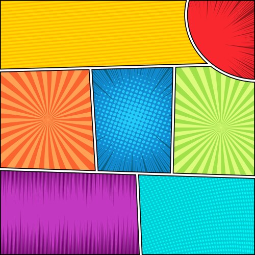 Cartoon comic backgrounds set comics book Vector Image