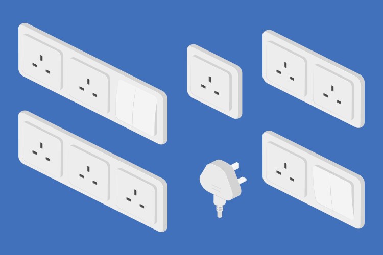 Isometric power outlet electric socket indian Vector Image