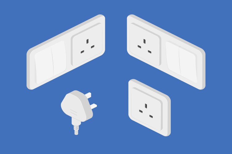 Isometric power outlet socket plug switcher Vector Image