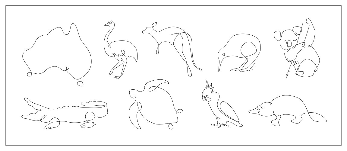 Animals drawings aboriginal australian style Vector Image