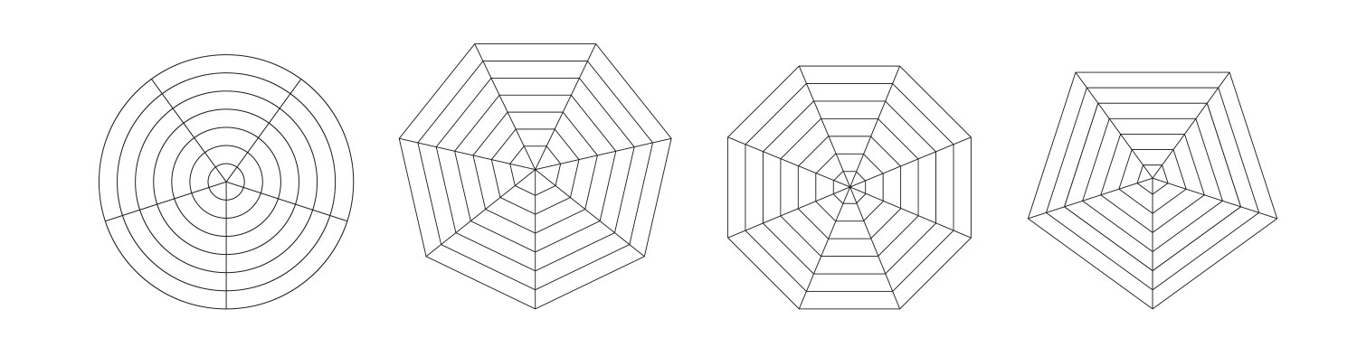 Pentagon and hexagon chart for 5 point radar Vector Image