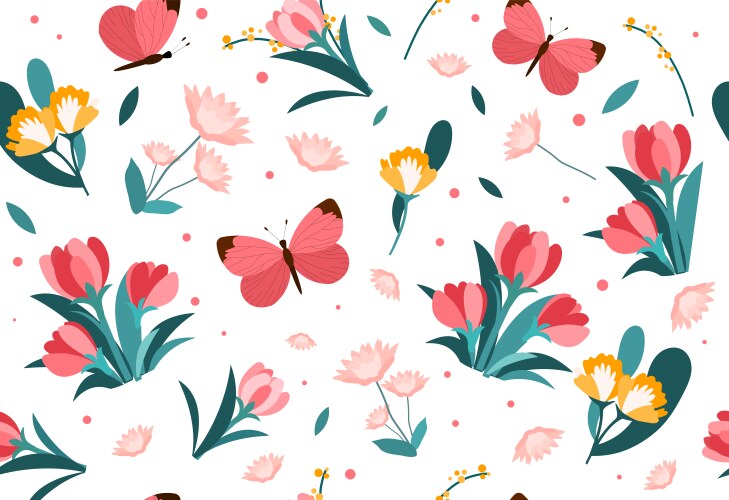 Cute seamless floral pattern with spring flowers Vector Image