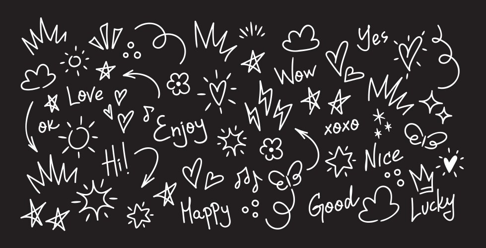 Playful doodle set featuring whimsical swirls Vector Image
