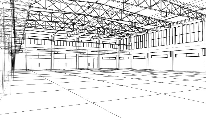 Hall of an outline sketch Royalty Free Vector Image