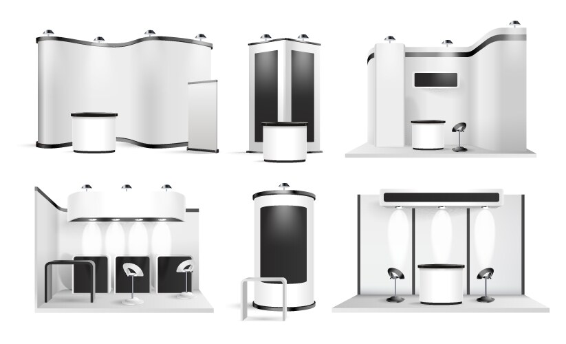 Set of realistic trade exhibition stand or white Vector Image