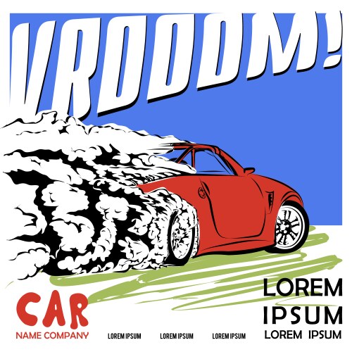 Car retro 50s 60s 70s poster Royalty Free Vector Image