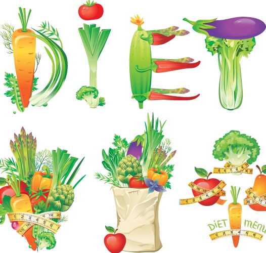 Nutrition and color diet infographic with charts Vector Image