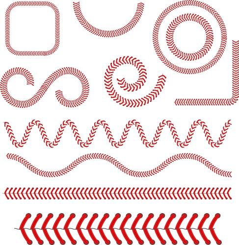 Baseball ball realistic stitch lace pattern Vector Image