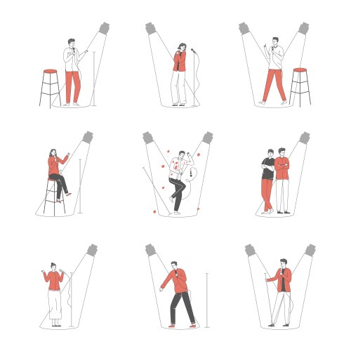 Stand up comedy entertainment people laughing Vector Image