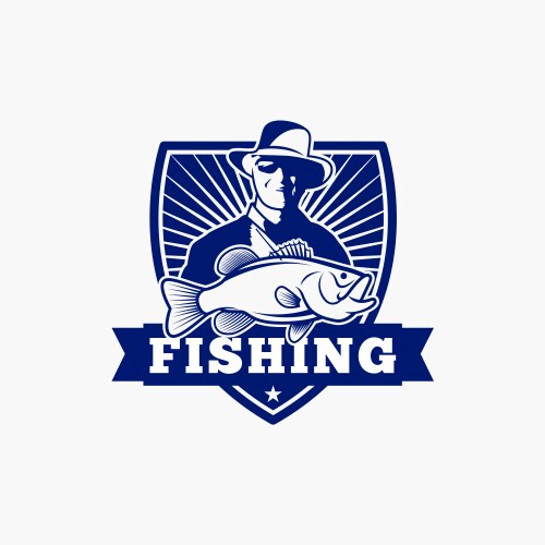 Fishing logo badge 4 Royalty Free Vector Image