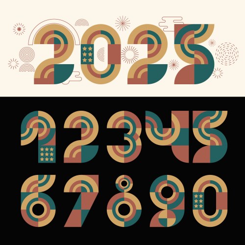 Geometric numbers with elegant flat color concept Vector Image