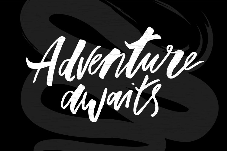 Adventure awaits lettering Royalty Free Vector Image