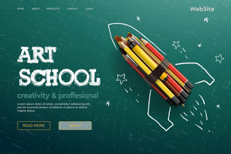 Art studio website landing page design Royalty Free Vector