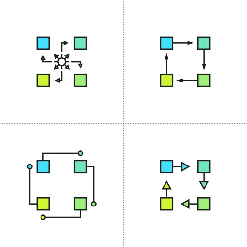 Algorithm design method model process flat icon Vector Image
