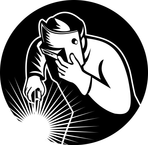 Welder in mask and uniform symbol Royalty Free Vector Image