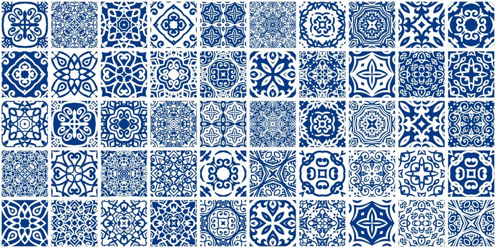 Blue arabesque patterns Royalty Free Vector Image