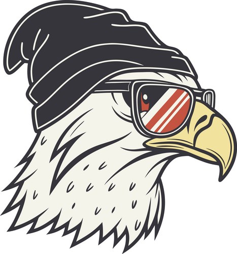 Eagle with Beanie and Sunglasses – Royalty-Free Vector | VectorStock