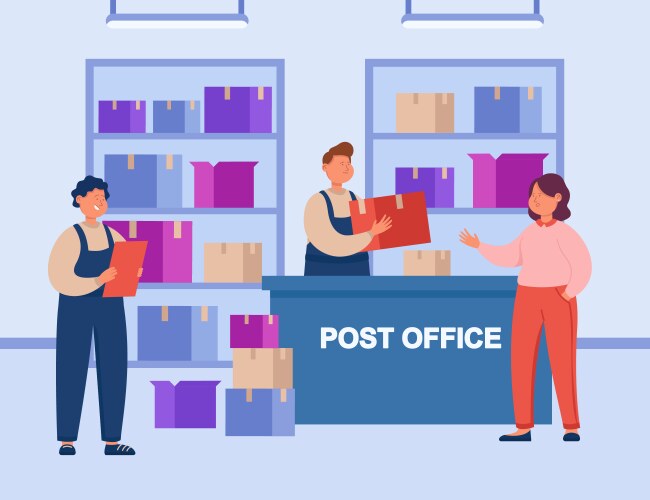 Modern exterior and interior of post office Vector Image